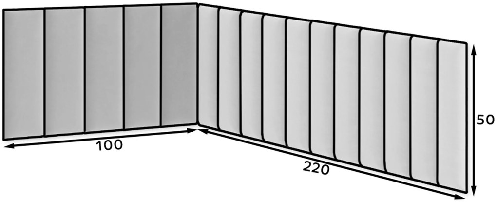 Eltap Čalouněný panel Quadratta 100+220x50 cm šedý