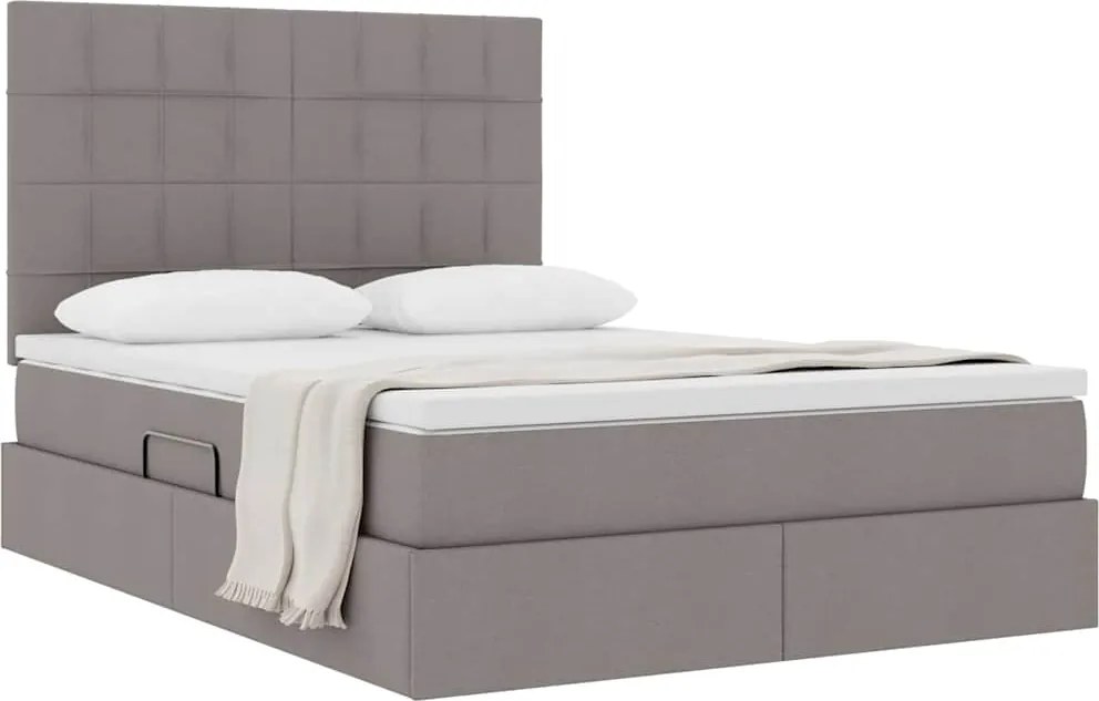 Postel s úložným prostorem a matrací Taupe 140 x 200 cm textil 3371787