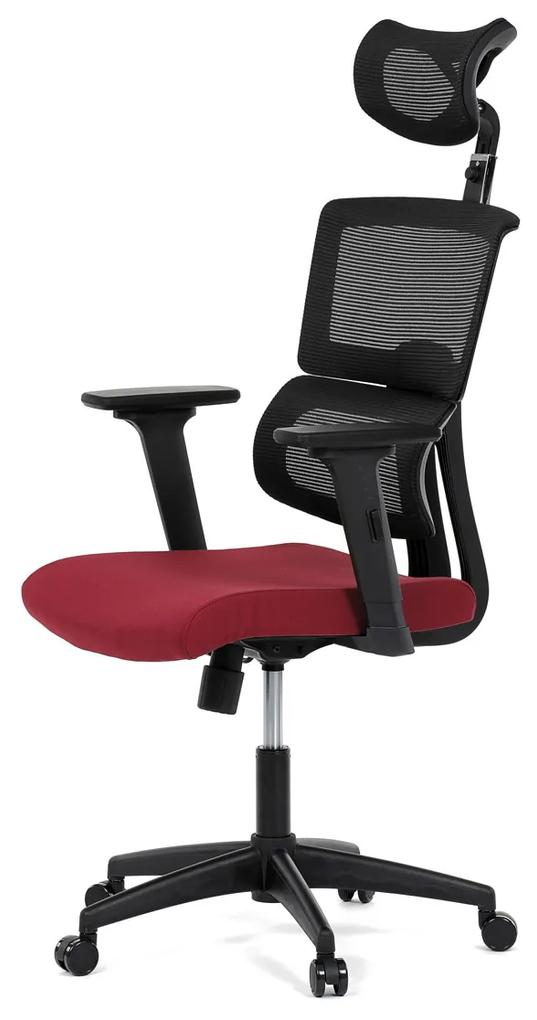 Kancelářská židle ANNE potah bordó látka a černá síťovina