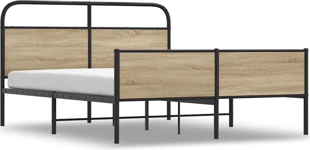 Kovový rám postele bez matrace kouřový dub 160 x 200 cm 3318673