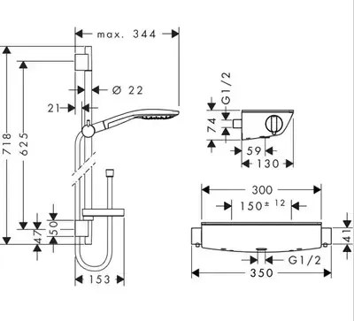 Hansgrohe Raindance Select S - Sprchový set s termostatem | 15 cm | 3