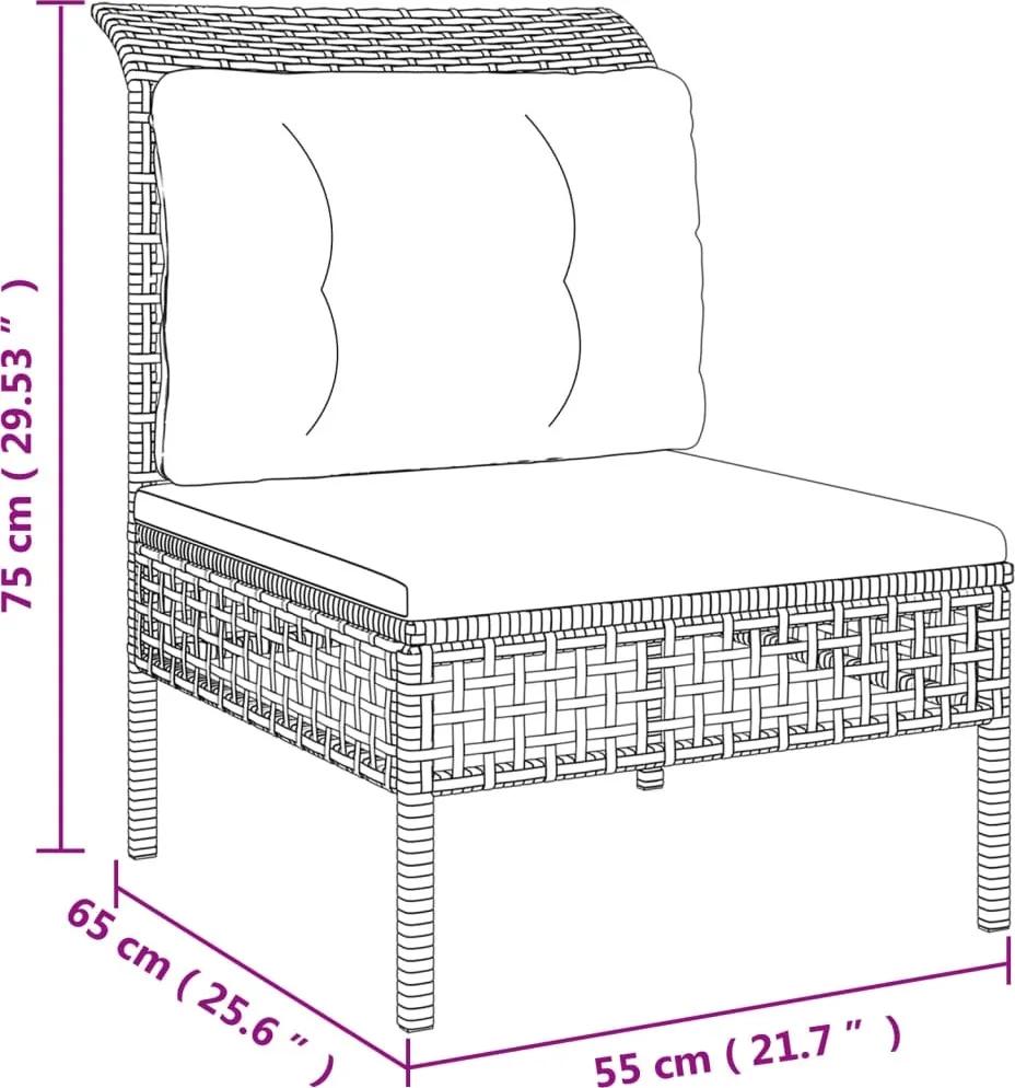 vidaXL 5dílná zahradní sedací souprava s poduškami šedá polyratan [3187498]