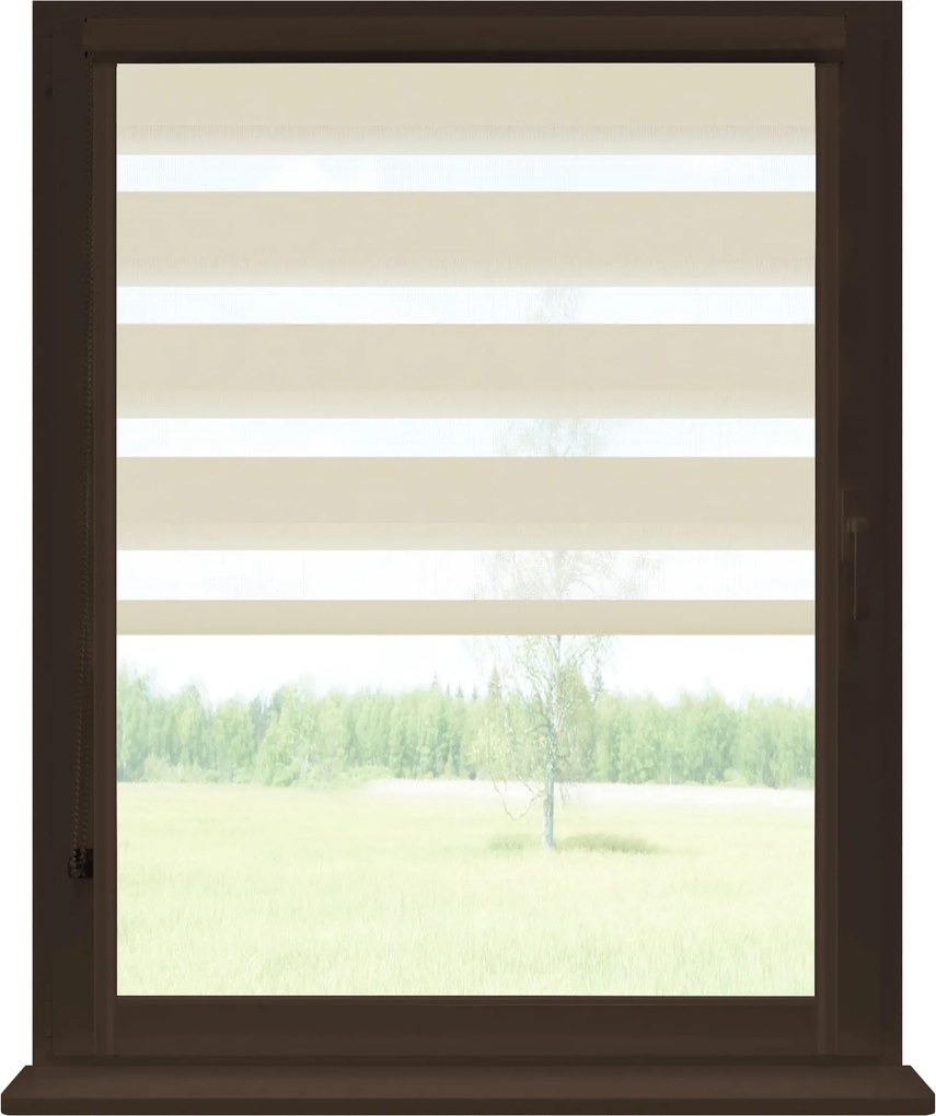 Dekodum Roleta den a noc v hnědé kazetě soft, barva látky Broskvová Šířka (cm): 107, Výška (cm): Balkonová (do 200 cm), Strana mechanismu: Levá