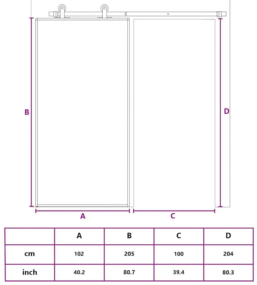 vidaXL Marketos Posuvné dveře ESG sklo a hliník 102 x 205 cm černé