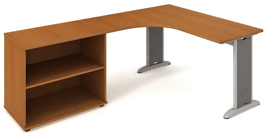 Sestava stolu a skříně pravá 160 cm - Hobis Flex FE 60 H P Dekor stolové desky: bílá, Barva nohou: Stříbrná