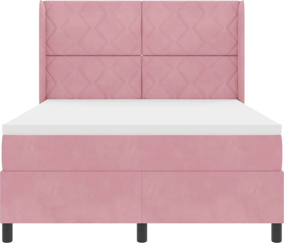 Postel s boxspringem s čelo Růžová 160 x 200 cm samet 3342073
