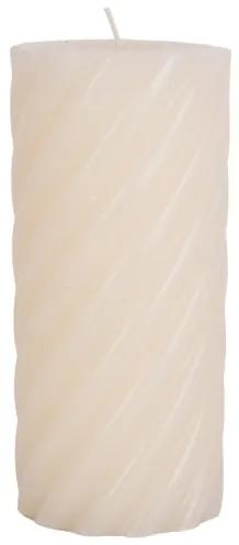 Sloupová svíčka Swirl velká slonová kost 15cm Present Time