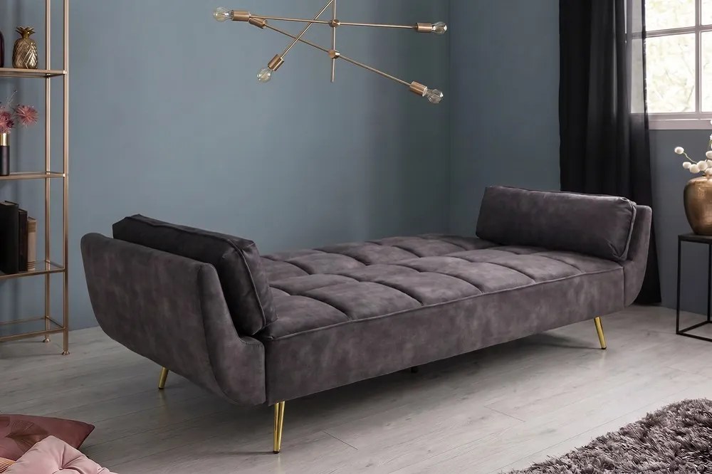 Designová rozkládací pohovka Bailey 215 cm tmavě šedý samet