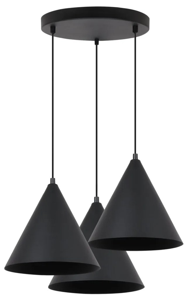 Závěsné svítidlo Soho, 3x černé kovové stínítko, (fi 25cm), o