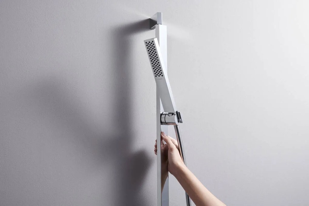 Hansgrohe Unica, sprchová tyč E Puro 900 mm s lehce posuvným držákem a sprchovou hadicí, chromová, HAN-24403000