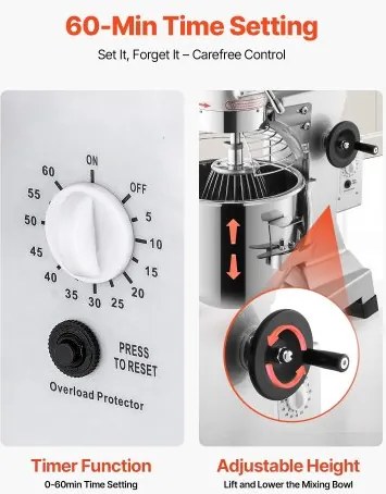 Elektrický mixér 30 L stojanový mixér 1100 W na těsto 220 V