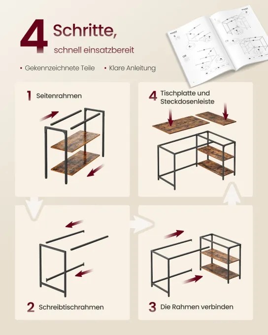 Rohový kancelářský stůl LWD135KD01