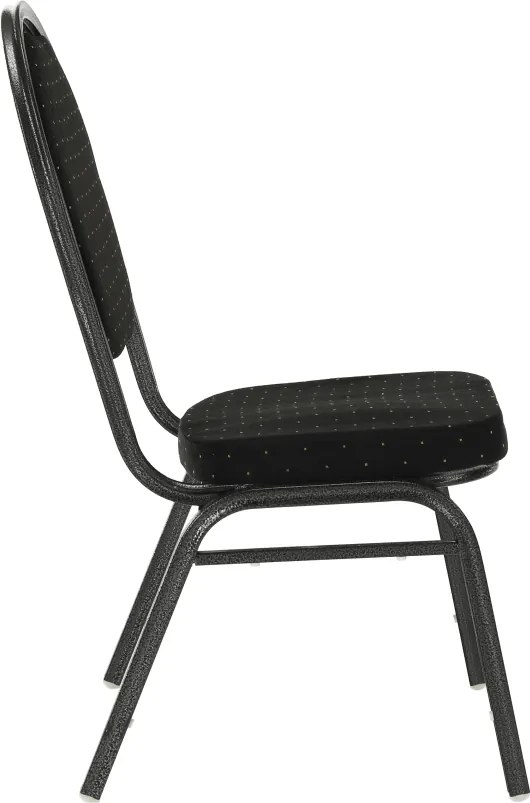 Židle, stohovatelná, látka černá / rám šedý, JEFF 2 NEW