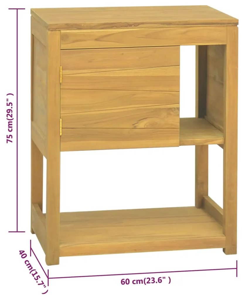 Koupelnová skříňka 60 x 40 x 75 cm masivní teakové dřevo - Default Title