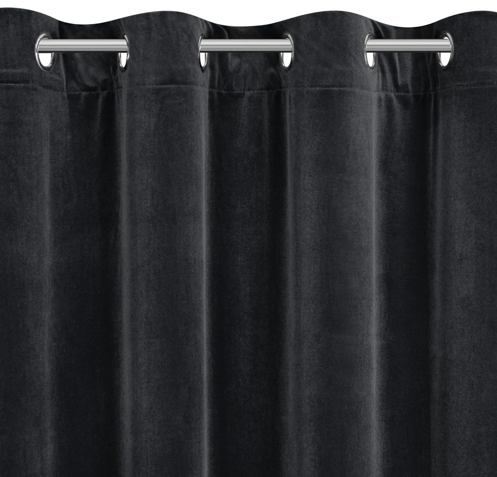 ZATEMŇOVACÍ ZÁVĚS (100%) NA KROUŽCÍCH NITA 140X250 CM ČERNÁ