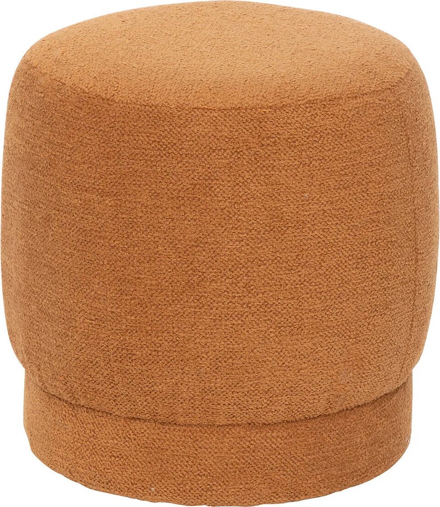 Čalouněný kulatý puf AMEA bouclé, Ø 39 cm, oranžová