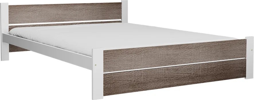 Postel IKAROS DOUBLE 140 x 200 cm, bílá/dub lanýž Matrace: Matrace Coco Maxi 20 cm, Rošt: S laťkovým roštem