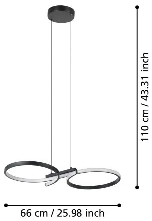 Eglo 901267 - LED Lustr na lanku SERPINS LED/21W/230V 3000K černá