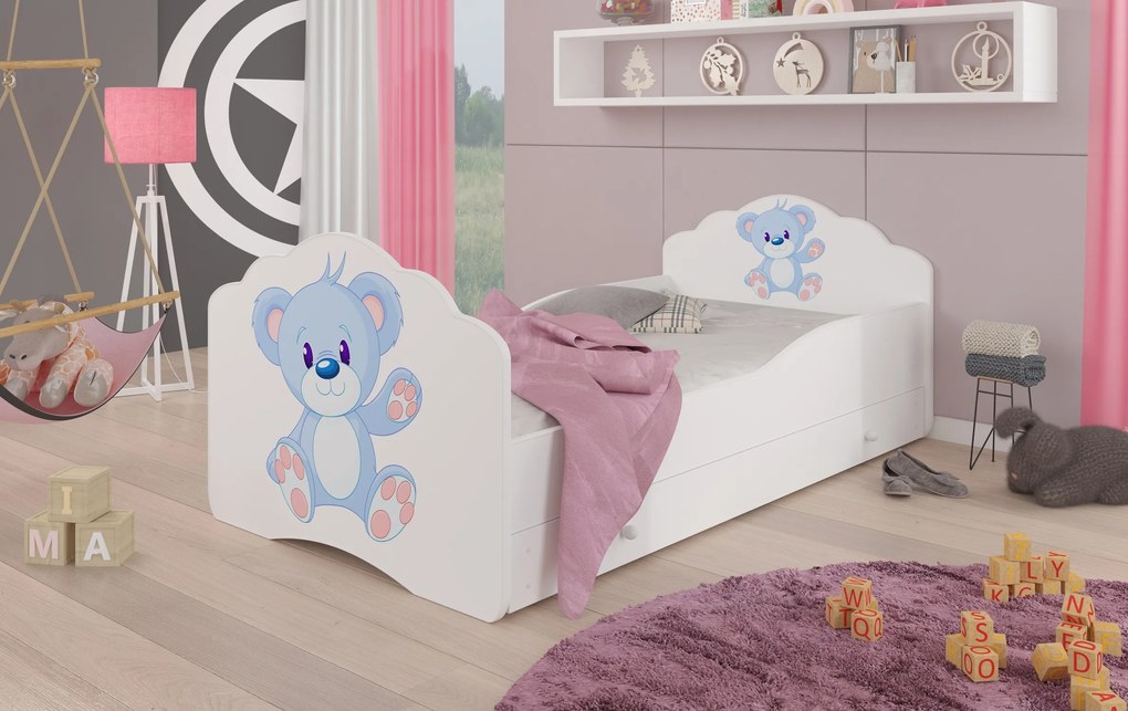 ADRK Furniture Postel s matrací a šuplíkem CASIMO BLUE BEAR 160x80 CH-Cas-Blu-Bea-160-E128