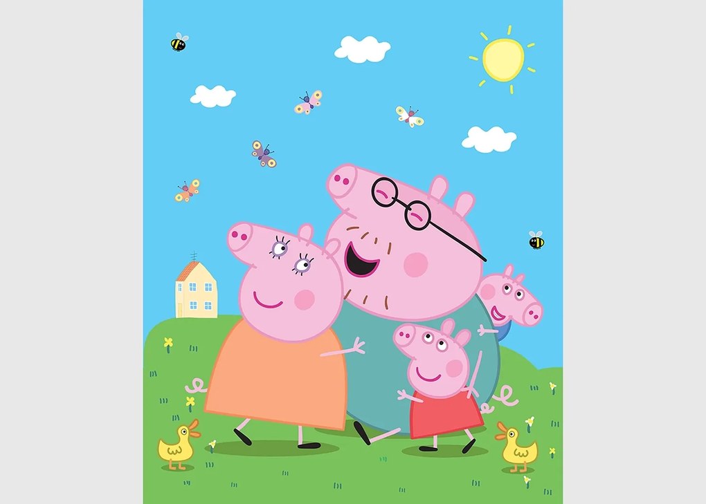 Dětská vliesová fototapeta na zed' Prasátko Peppa s Rodinou | 225 x 270 cm | DFTD3P5169