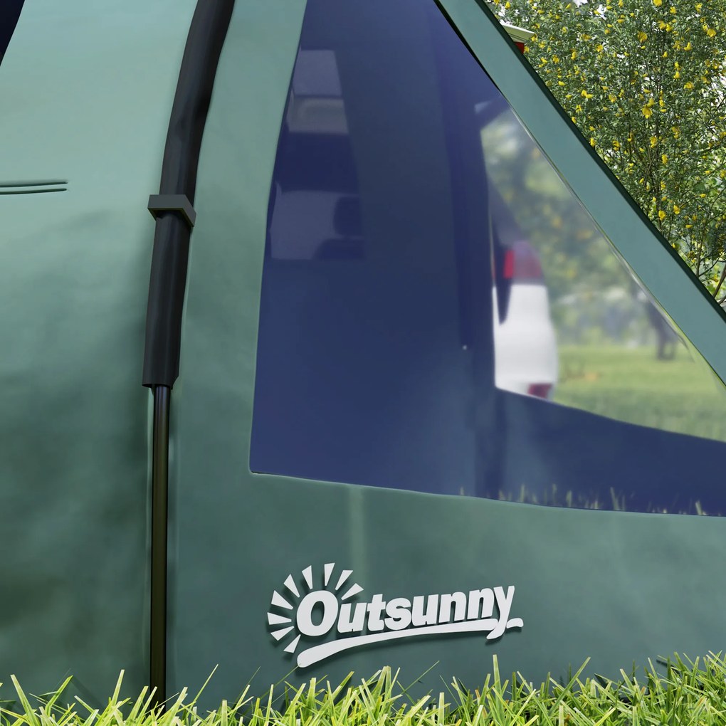 Tunelový stan Outsunny pro 4 osoby, kempinkový stan s UV ochranou a okny, rodinný stan s přenosnou taškou 2000 mm vodního sloupce pro treking a outdo…