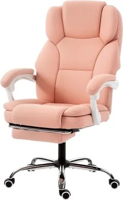 HOMCOM Ergonomická kancelářská židle, naklápěcí kancelářské křeslo z domácím mazlíčkem přátelské umělé kůže, výškově nastavitelné, růžové