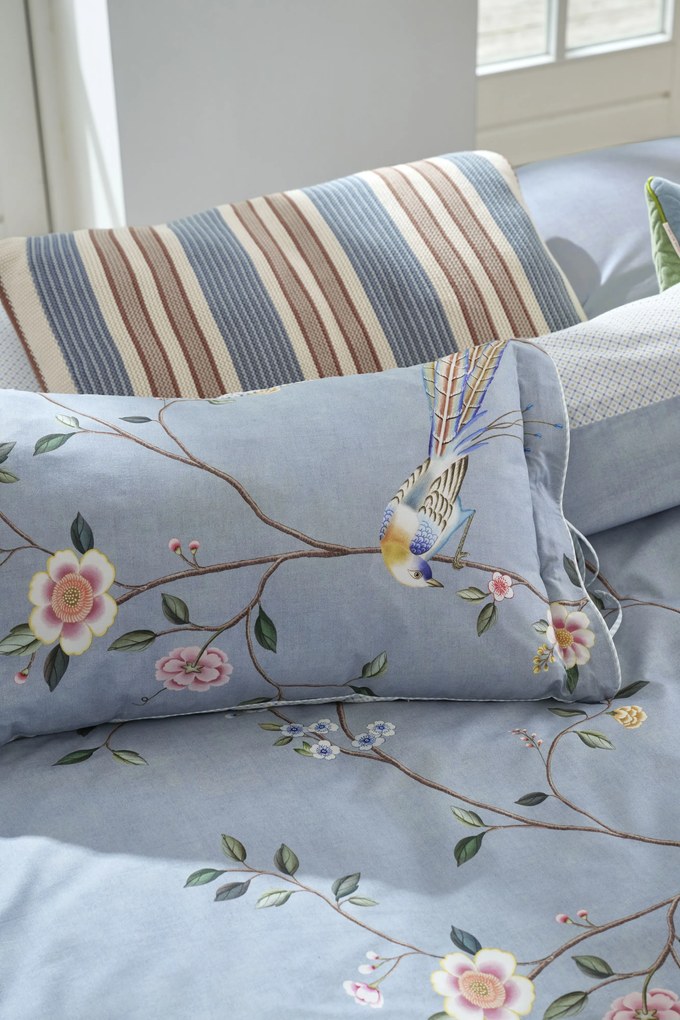 Pip Studio perkálové povlečení Bamboo Blossom světle modrý 140x200 + 70x90 cm (Kvalitní perkálové povlečení na jednolůžko v dárkovém boxu)