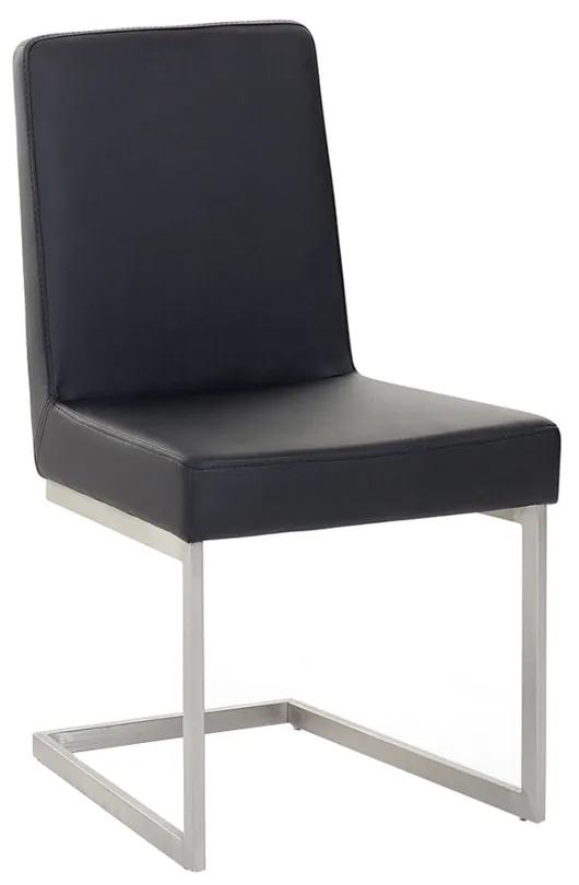 Černá ocelová židle s koženým sedákem - ARCTIC