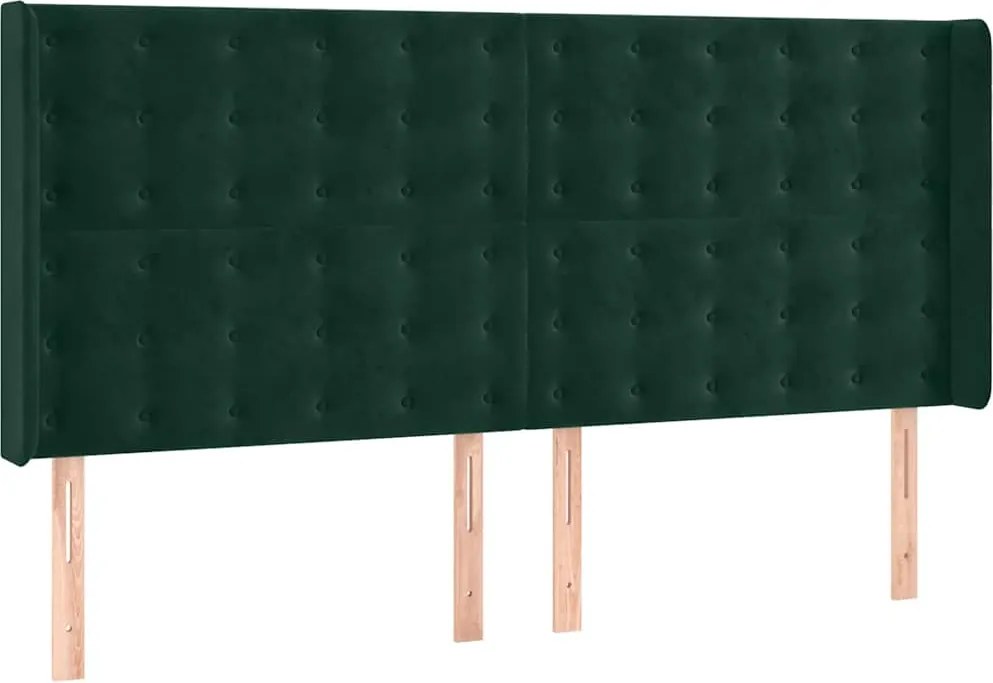 Box spring postel s matrací a LED tmavě zelená 180x200 cm samet 3139820