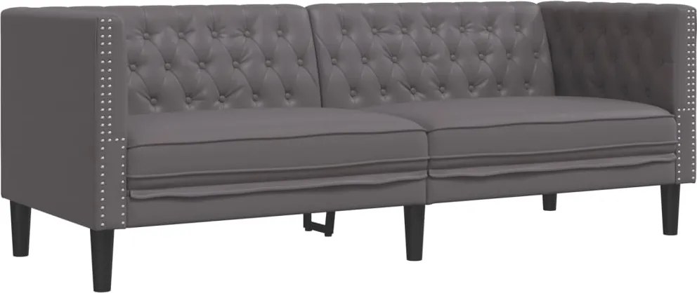 2dílná sedací souprava Chesterfield šedá umělá kůže 3209277