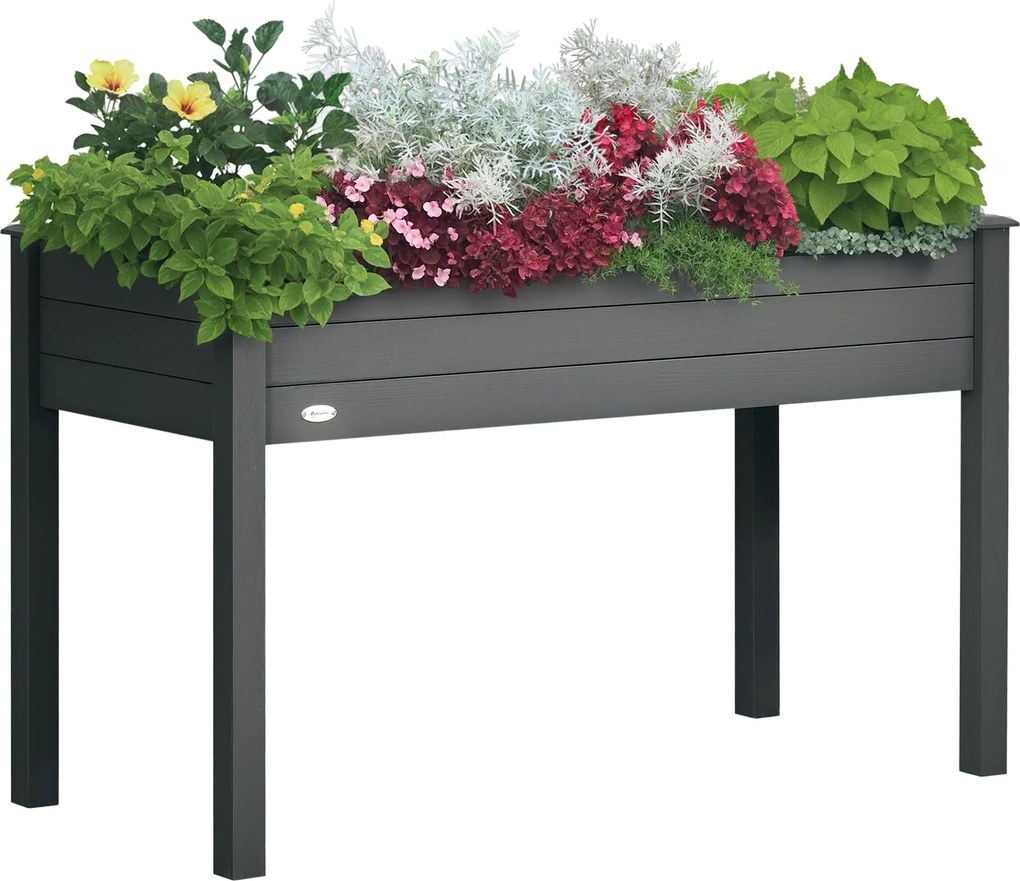 Vyvýšený zahradní záhon Outsunny rozměry 123L x 57W x 76H cm, obsahuje zavlažovací vložky + drenážní textilem, solidní jedlové dřevo