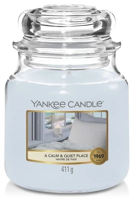 Yankee Candle Svíčka Yankee Candle 411gr - A Calm & Quiet Place, modrá barva, sklo, vosk