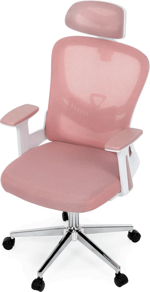 Ergonomická kancelářská židle EMILIE - růžová síťovina