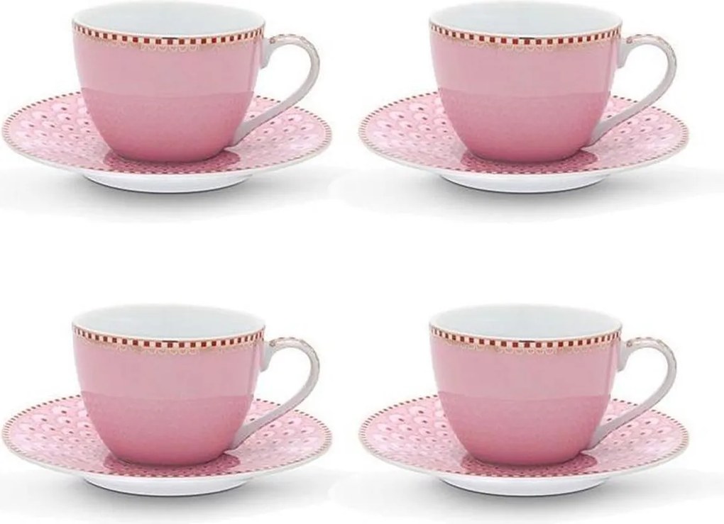 Pip Studio Floral Espresso šálek s podšálkem růžový 120ml
