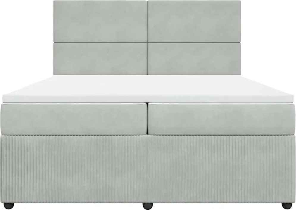 Box spring postel s matrací světle šedá 200x200 cm samet 3292424