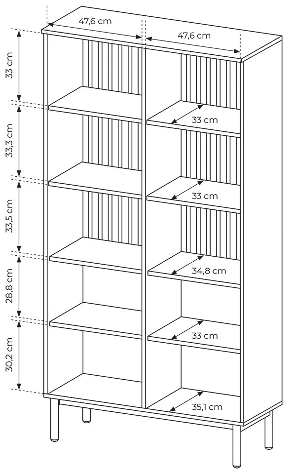 LANG c | vysoká vitrína + LED osvětlení | 100 cm | černá/dub evoke