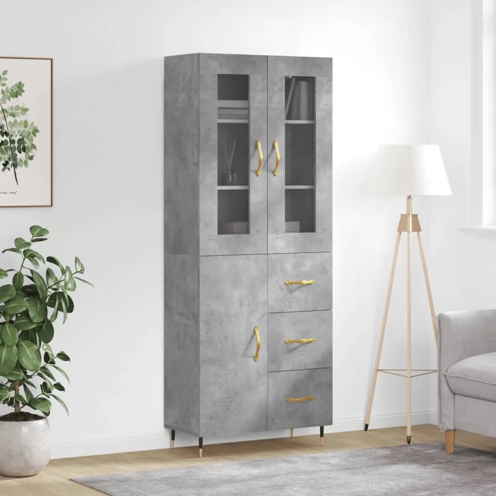 Skříň highboard betonově šedá 69,5x34x180 cm kompozitní dřevo - Default Title