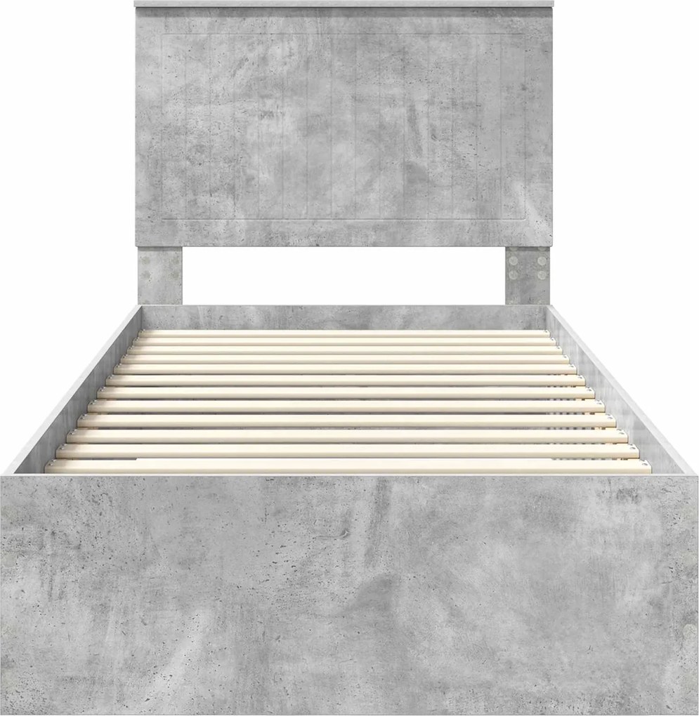 Rám postele s čelo Betonově šedá 90 x 200 cm Kompozitní dřevo 3411353