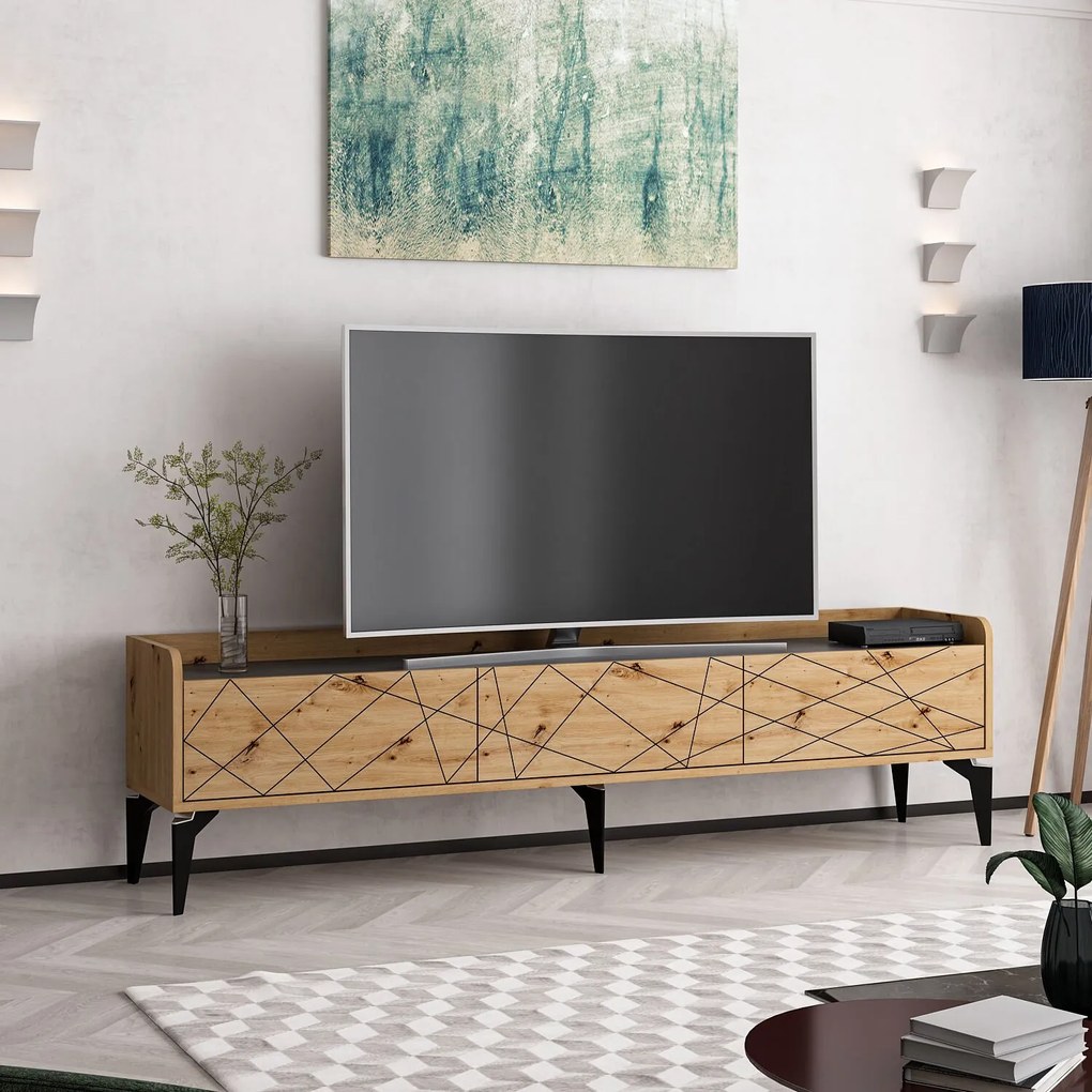 VARDA TV stolek na nožičkách, dub Artisan / antracit