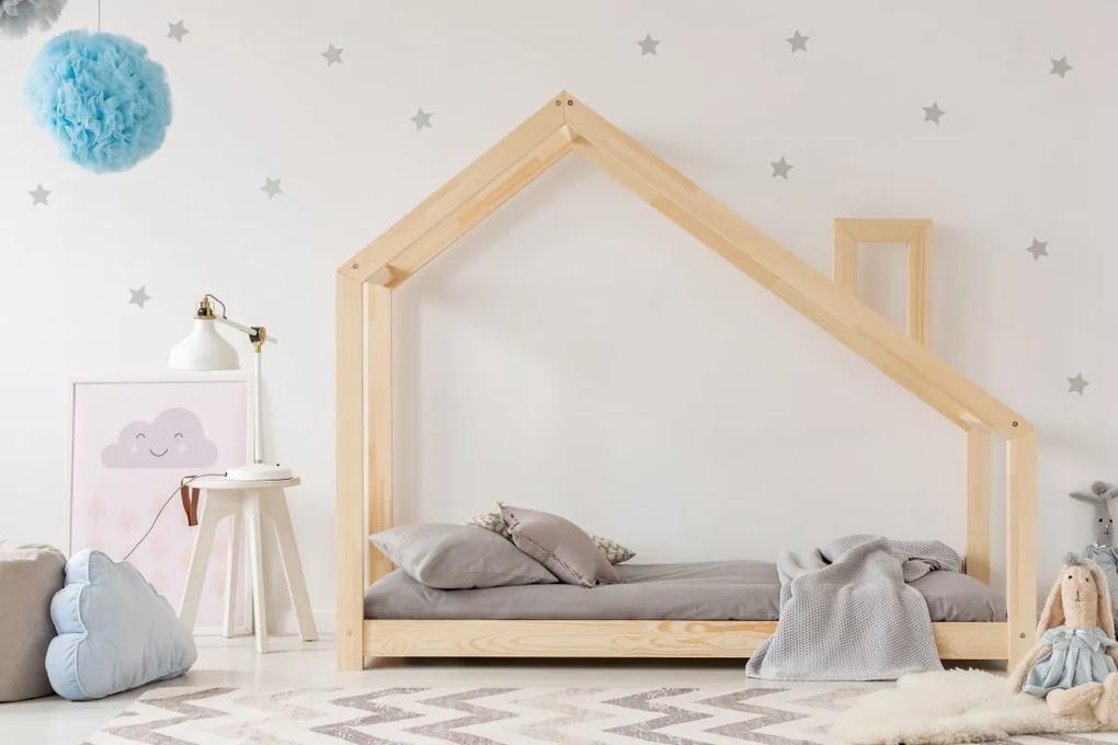 Domečková patrová dětská postel z masivního dřeva 90x200 cm v přírodní barvě Mila DMP Rozměr: 120x180 cm