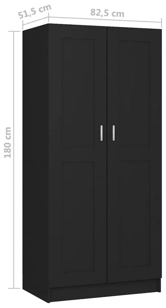 Šatní skříň černá 82,5 x 51,5 x 180 cm dřevotříska - Default Title
