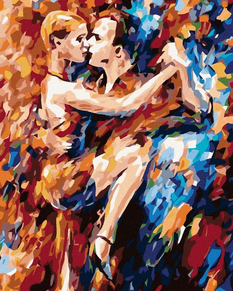 zuty malování podle čísel - ve vášni tance, 80x100 cm, bez rámu a bez vypnutí plátna