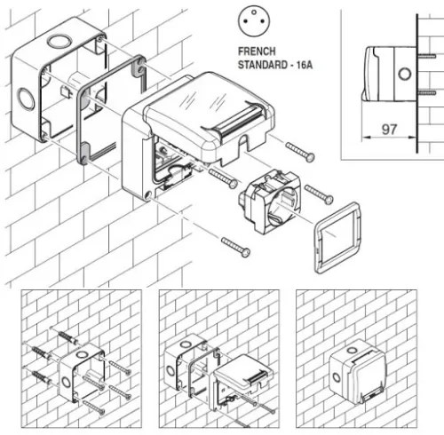 Venkovní zásuvka SCAME PROTECTA IP66 137.6411