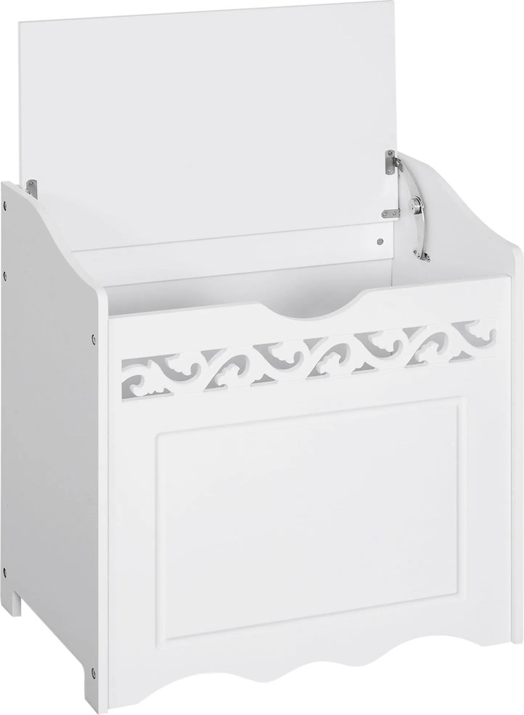 HOMCOM Dřevěný Koupelnový Skříňka, Úložná Skříň pro Ložnici, Obývací Pokoj, 55L x 34Š x 58V cm, Bílá | Aosom