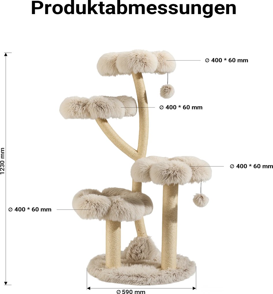 Škrabadlo pro kočky fudajo – 59 × 59 × 123 cm (65776)
