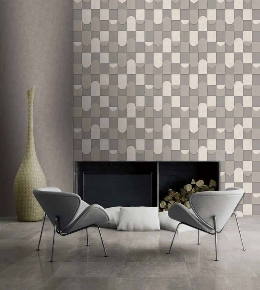 Geometrická vliesová tapeta na zeď, béžová, šedá, AF24550, Affinity, Decoprint