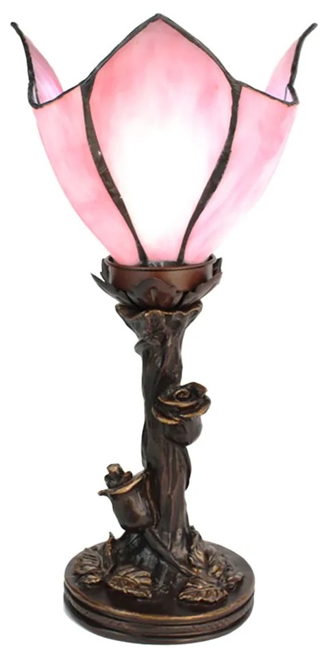 Stolní lampa Tiffany Folwia Pink - Ø18*32 cm E14/max 1*25W