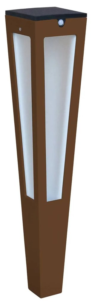 LED solární pochodeň Tinka, senzor, 62 cm, corten