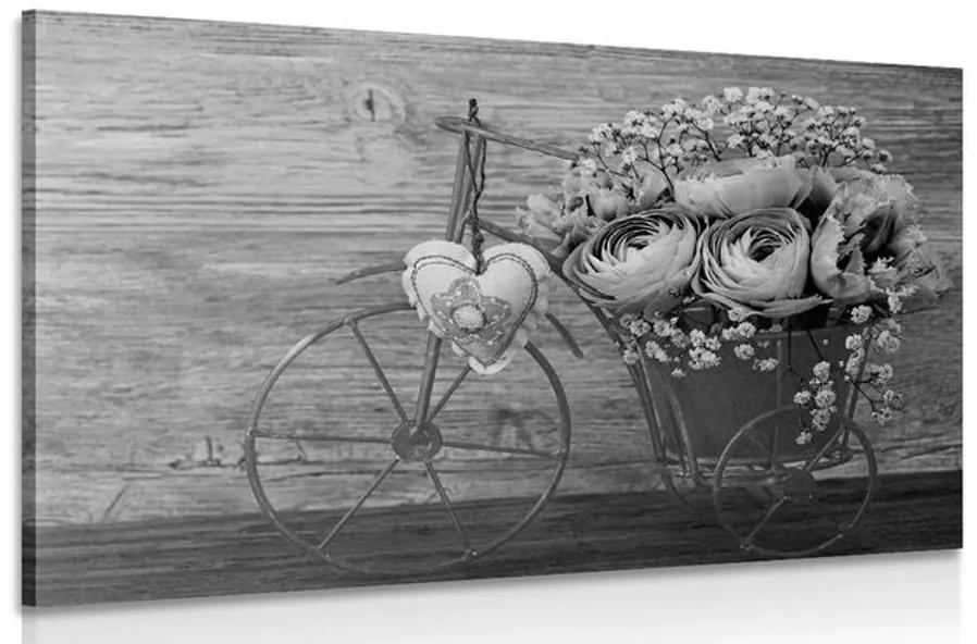 Obraz černobílé květiny ve vintage váze Varianta: 120x80