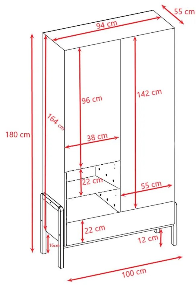 Victor | šatní skříň | bílá | 100x180x55 cm